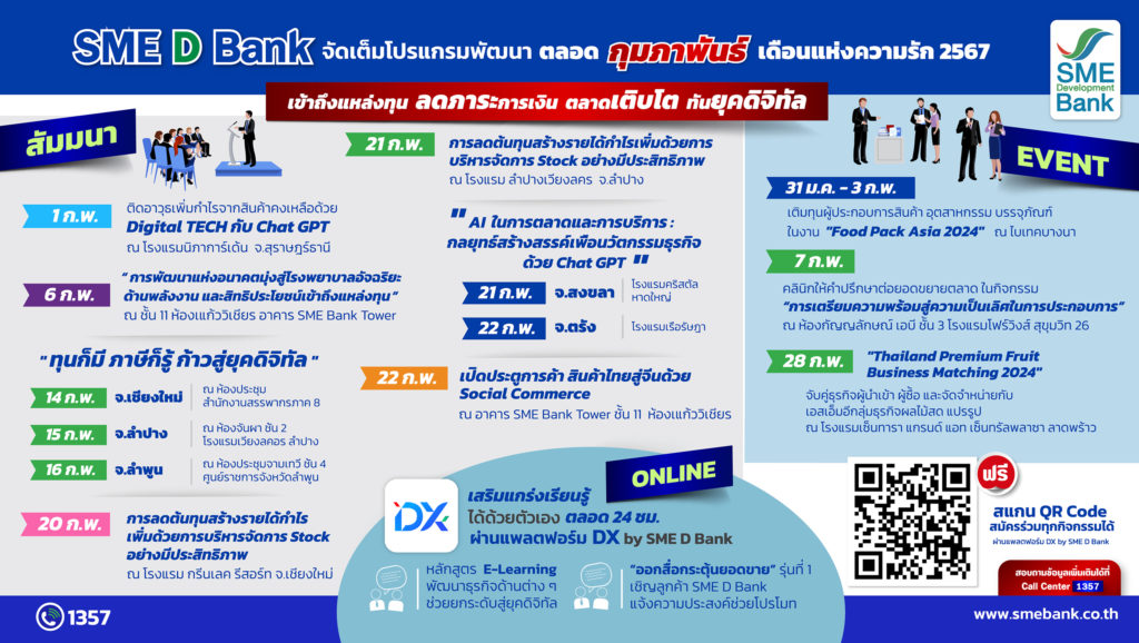 SME D Bank มอบโปรแกรมพัฒนาจากหัวใจ ตลอดเดือนแห่งความรัก หนุนเอสเอ็มอี ...